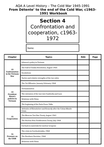 AQA 2R Cold War Section 4 Confrontation and cooperation c1963-1972 ...