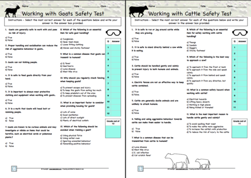 Agriculture Lessons - Set 3 "Printable Safety Tests" | Teaching Resources