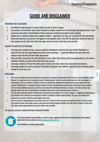 AS Economics READY-TO-PRINT Flashcards (UNIT 1) | Teaching Resources