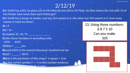 Daily Maths Questions | Teaching Resources