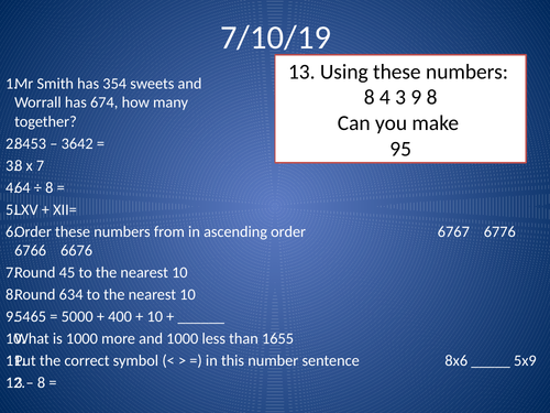 Daily Maths Questions | Teaching Resources