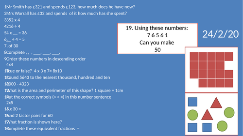 Daily Maths Questions | Teaching Resources