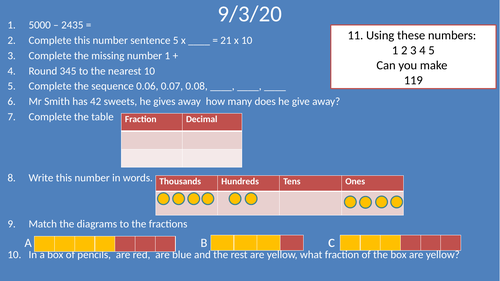Daily Maths Questions | Teaching Resources