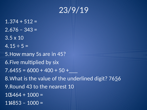 Daily Maths Questions | Teaching Resources