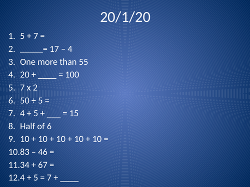 Daily Maths Questions | Teaching Resources