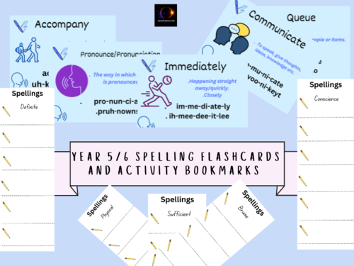 Year 5/6 Spelling Flashcards and Activity Spelling Bookmarks | Teaching ...