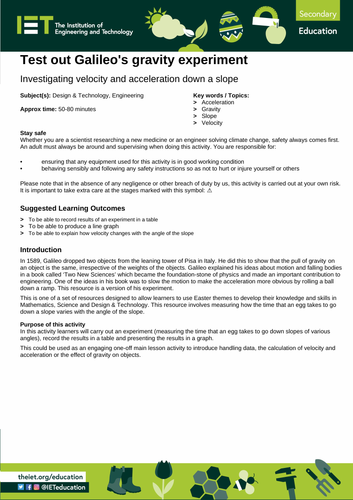 Test out Galileo’s gravity experiment | Teaching Resources