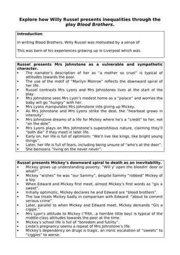 Blood Brothers by Willy Russell | Teaching Resources