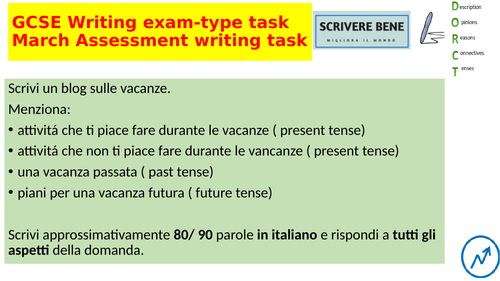 Italian Assessment Pack - Holidays - Vacanze - Writing, grammar and ...