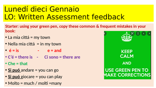Italian Assessment Pack - My Town - la mia cittá - Writing and speaking ...