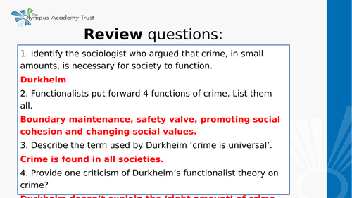 GCSE Sociology AQA Crime and Deviance unit | Teaching Resources