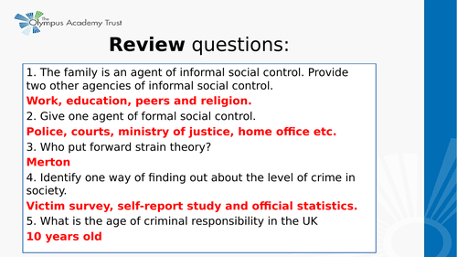 GCSE Sociology AQA Crime and Deviance unit | Teaching Resources