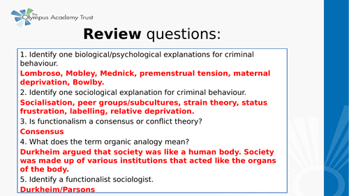 GCSE Sociology AQA Crime and Deviance unit | Teaching Resources