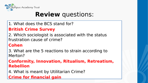 GCSE Sociology AQA Crime and Deviance unit | Teaching Resources