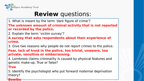 GCSE Sociology AQA Crime and Deviance unit | Teaching Resources