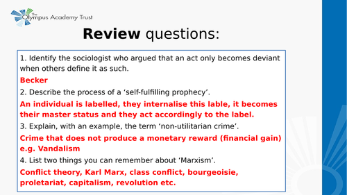 GCSE Sociology AQA Crime and Deviance unit | Teaching Resources