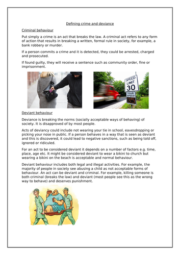 GCSE Sociology AQA Crime and Deviance unit | Teaching Resources