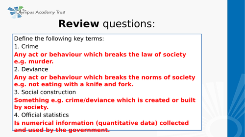 GCSE Sociology AQA Crime and Deviance unit | Teaching Resources