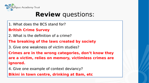 GCSE Sociology AQA Crime and Deviance unit | Teaching Resources