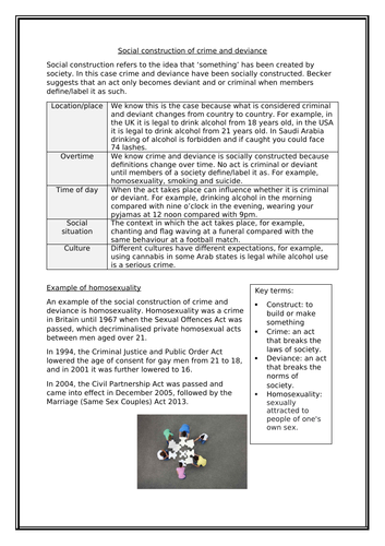 GCSE Sociology AQA Crime and Deviance unit | Teaching Resources