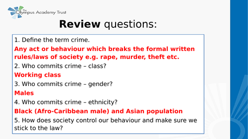 GCSE Sociology AQA Crime and Deviance unit | Teaching Resources
