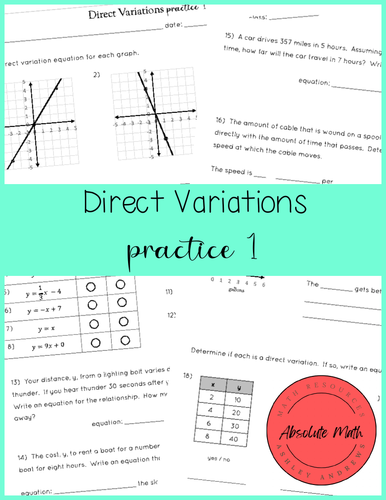 Direct Variations Practice 1 | Teaching Resources