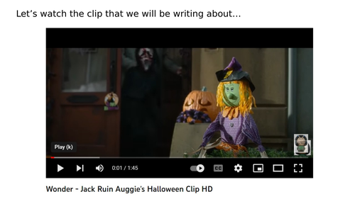 Wonder Diary Entry Planning and Resources - Halloween Scene (Auggie's ...