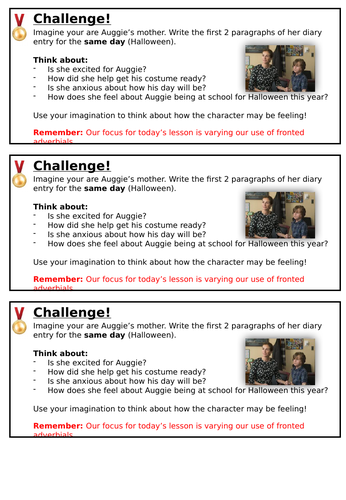 Wonder Diary Entry Planning and Resources - Halloween Scene (Auggie's ...