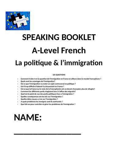 A Level French - immigration (knowledge organiser) | Teaching Resources