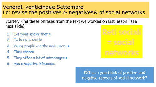 Italian speaking Assessment photocard - topic of technology/social ...