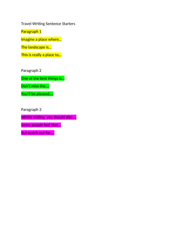 Travel Writing 2 Lessons with Scaffolds | Teaching Resources