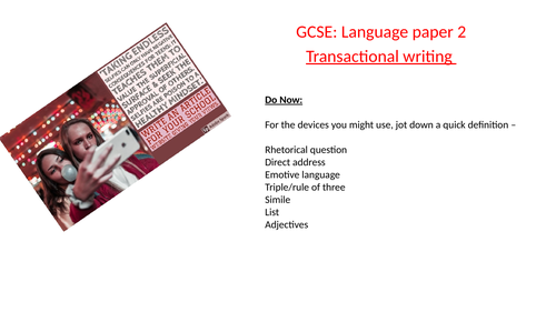 Transactional Writing Task Practise Teaching Resources