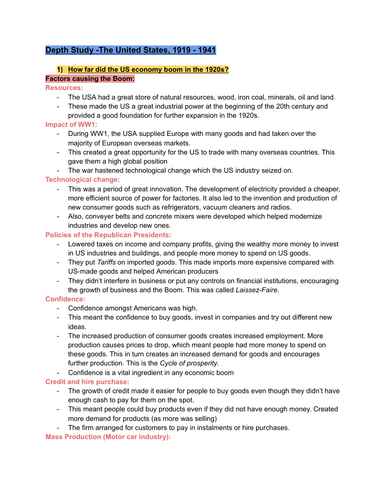 IGCSE CIE History - Depth Study:The United States, 1919 - 1941 ...