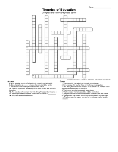 AQA Sociology Education crosswords | Teaching Resources