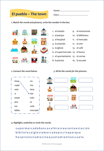 Spanish Places in the town | Teaching Resources