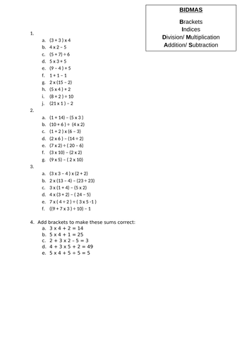 Order of Operations Worksheet | Teaching Resources