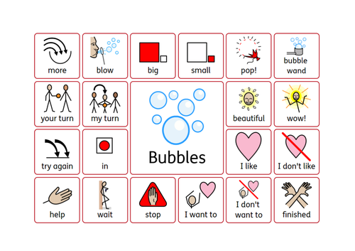 AAC Play communication board bundle for SEND/ASN pupils - bubbles ...