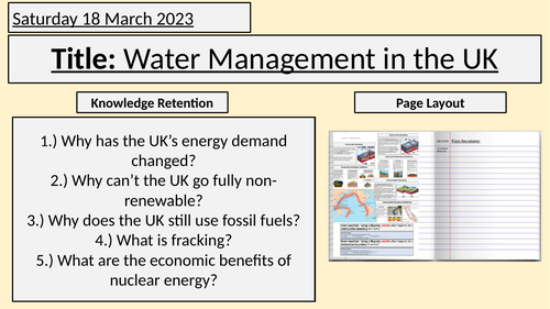 Resource Management - Water Management in the UK - (KS4 - Key Stage 4 ...