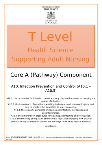T-Level Health Core A Pathway: A10 Student Workbook - Complete lesson ...
