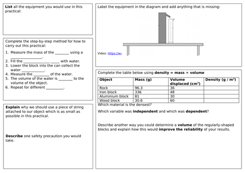 Physics - Density Required Practical | Teaching Resources