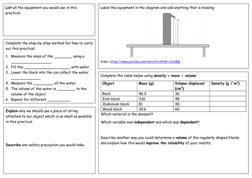 Physics - Density Required Practical | Teaching Resources