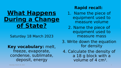 Physics - Changes of State | Teaching Resources