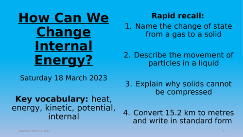 Physics - Internal Energy | Teaching Resources