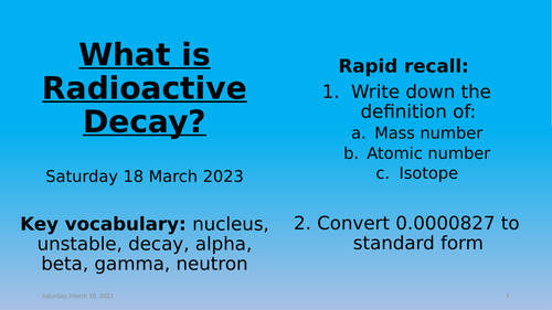 Physics - Radioactive Decay | Teaching Resources
