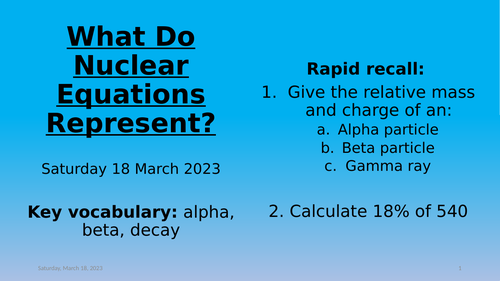 Physics - Nuclear Equations | Teaching Resources