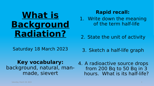 Physics - Background Radiation | Teaching Resources