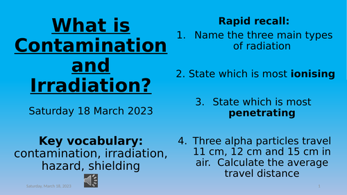 Physics - Contamination and Irradiation | Teaching Resources