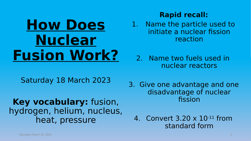 Physics - Nuclear Fusion | Teaching Resources