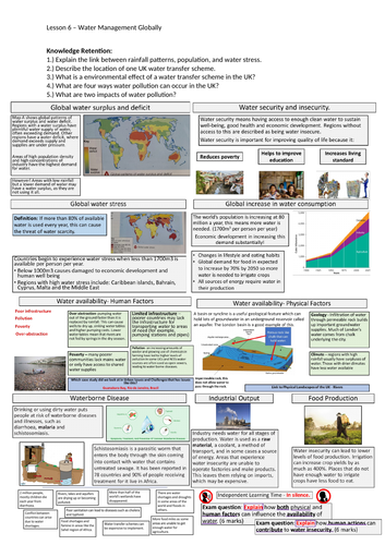 Resource Management - Global Distribution of Water - (KS4 - Key Stage 4 ...