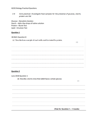 Edexcel Double Award Igcse Biology Practicals New 9 1 Teaching Resources